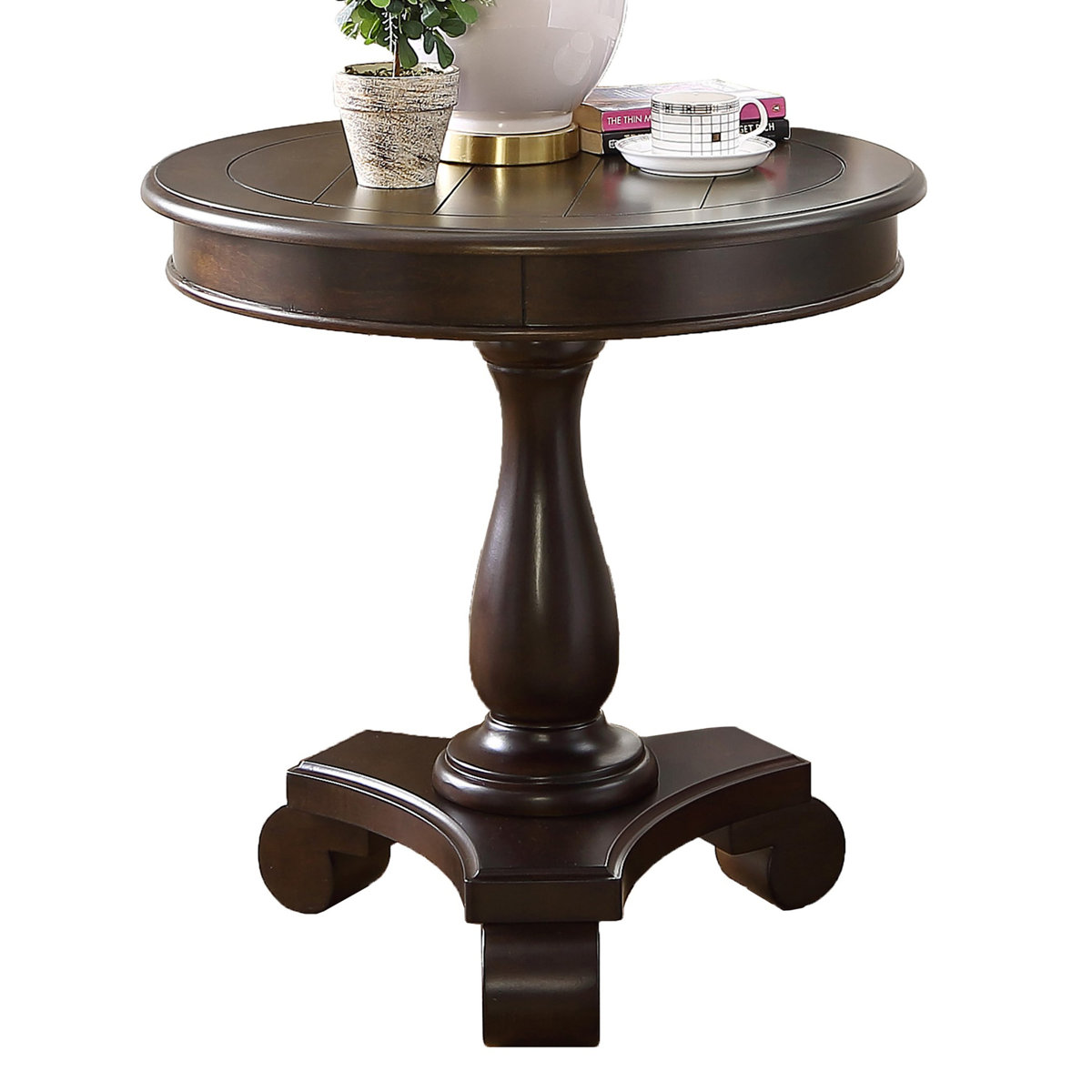 Charlton Home® Round Wood Pedestal Side Table | Wayfair